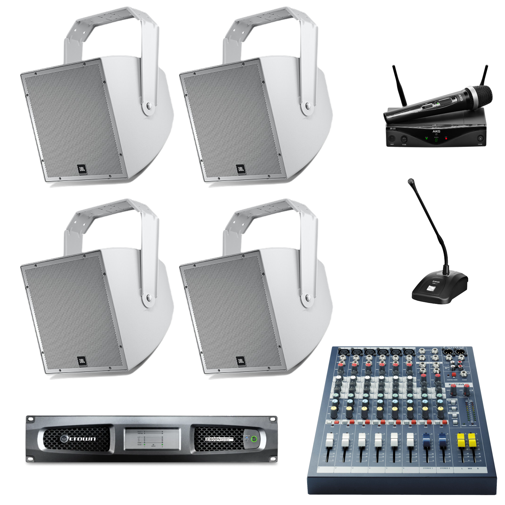 Outdoor Athletic Field Sound System Bundle (Grey) | 4 JBL AWC129 All ...